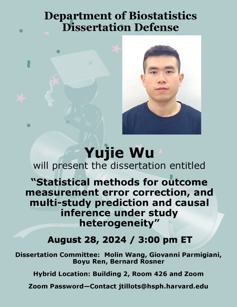 Dissertation Defense - Yujie Wu | Harvard T.H. Chan School of Public Health